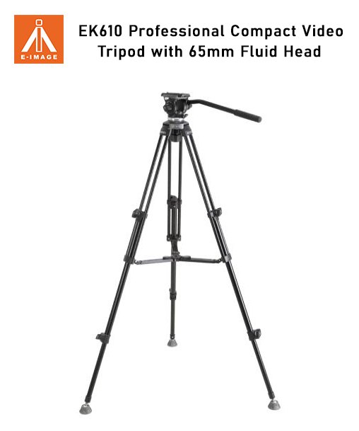 E-IMAGE EK610 Professional Compact Video Tripod with 65mm Fluid Head