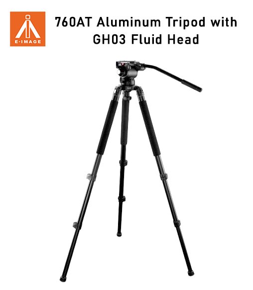 E-Image 760AT Aluminum Tripod with GH03 Fluid Head